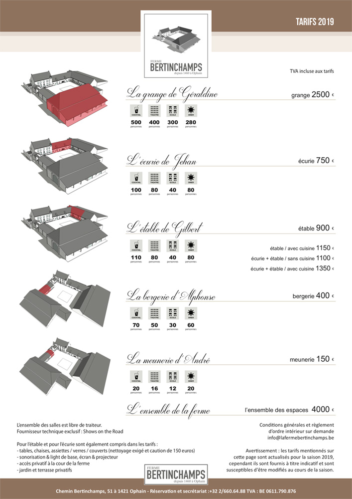 Tarifs | La Ferme Bertinchamps